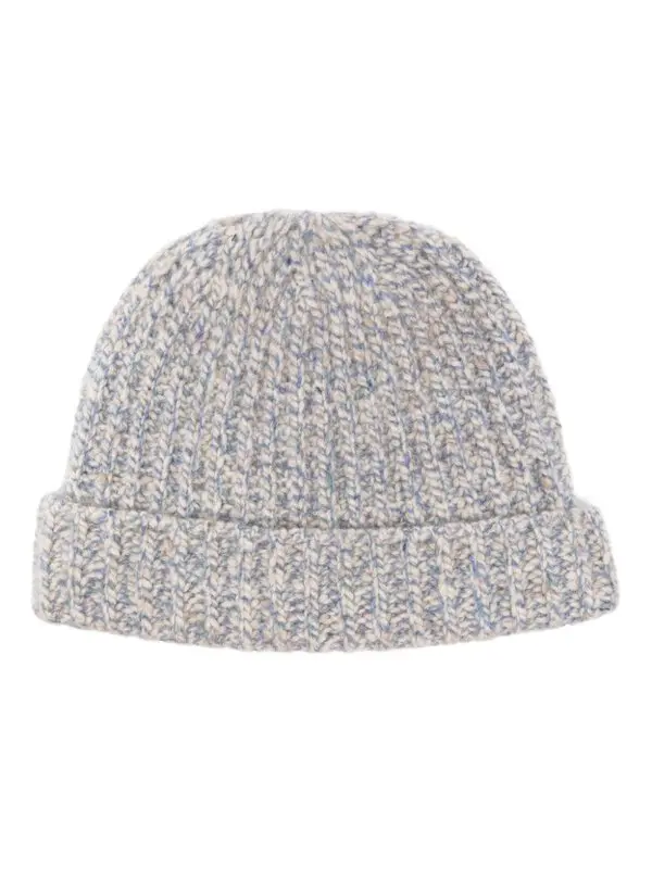 Eleventy Ribbed Cashmere Beanie - Blue