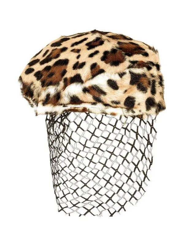 Dolce & Gabbana Leopard-print Hat With Veil - Neutrals