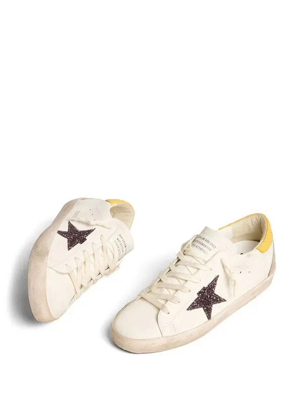 GOLDEN GOOSE Bio-based Super-star Trainers With Red Glitter Star And Leather Heel Tab