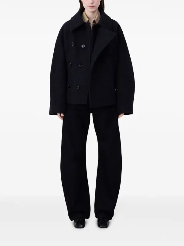 LEMAIRE Cropped Asymmetrical Belted Coat - Black