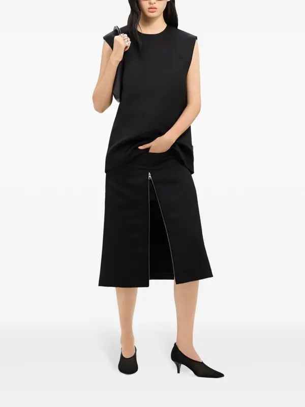 COURREGES Zip-detail Satin Midi Skirt