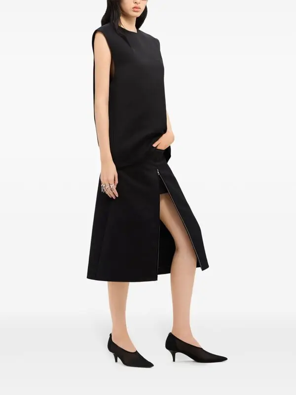 COURREGES Zip-detail Satin Midi Skirt