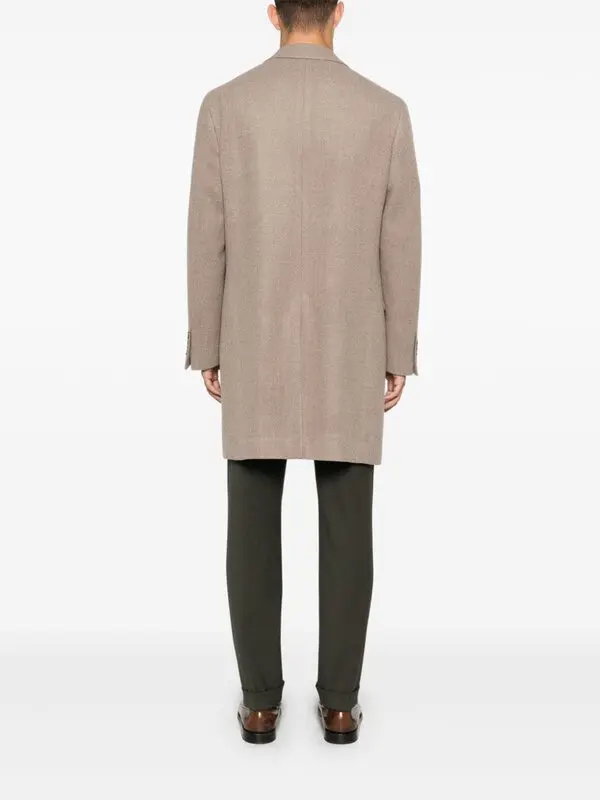 Canali Double-breasted Felted Coat - Neutrals