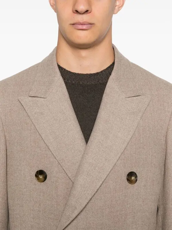 Canali Double-breasted Felted Coat - Neutrals