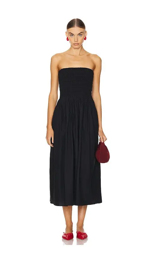 Faithfull The Brand Lida Midi Dress - Black - 41% Off | Editorialist