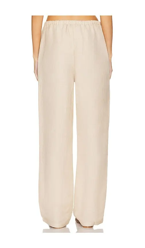 Lioness Linen Blend Wide Leg Drawstring Pants - Wheat