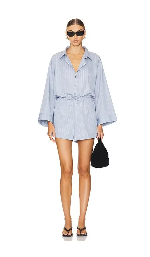 Faithfull The Brand Freja Playsuit - Blue Pinstripe