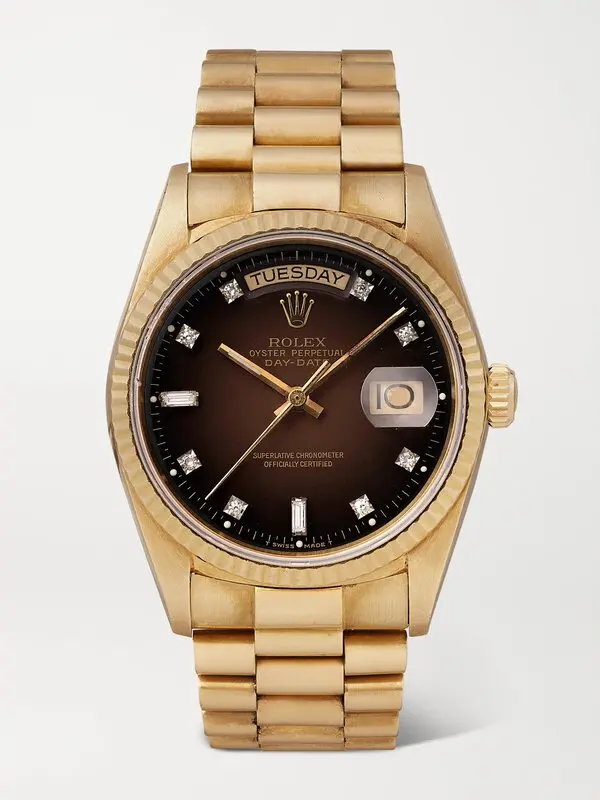 STEPHANIE WINDSOR Rolex Vintage 1986 Oyster Perpetual Day-date President Automatic 36mm 18-karat Diamond Watch - Gold