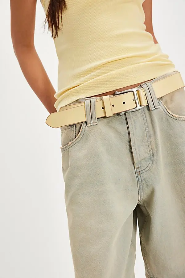 Free People Carraway Leather Belt - Banana Cream