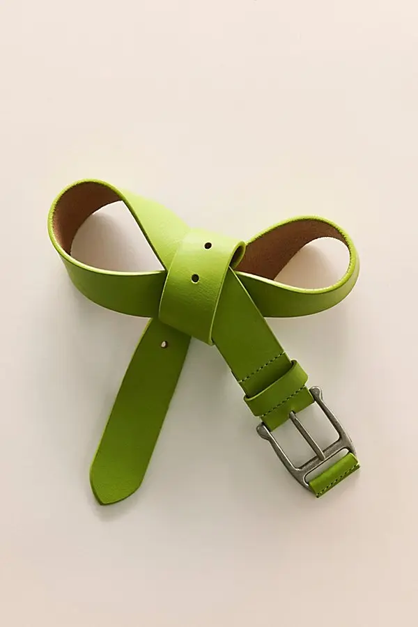 Free People Carraway Leather Belt - Bitter Lime