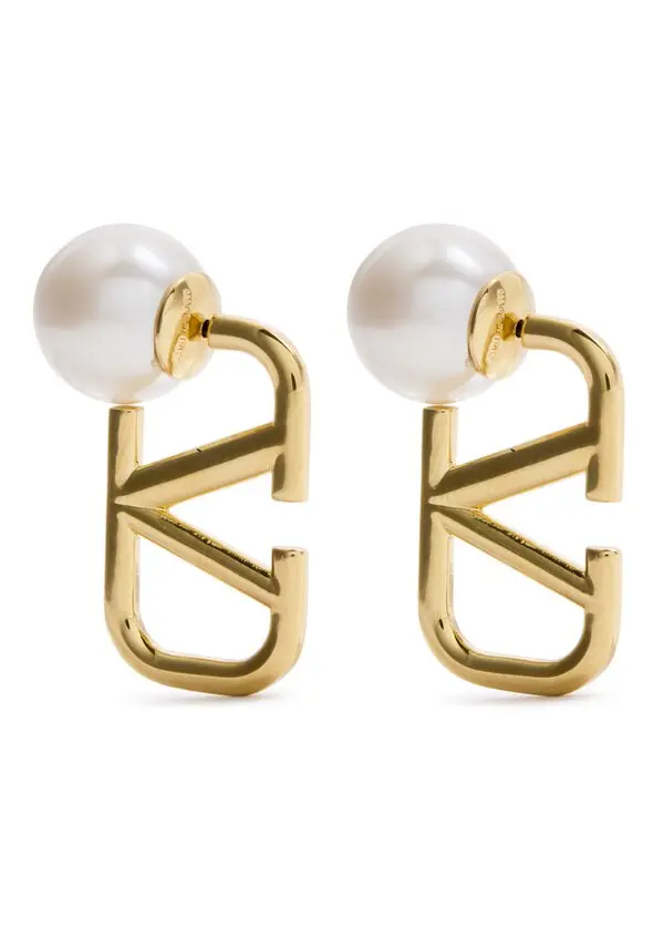 Valentino Garavani Vlogo Faux Pearl Hoop Earrings - Gold