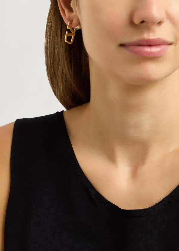 Valentino Garavani Vlogo Faux Pearl Hoop Earrings