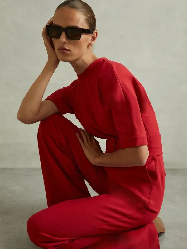 REISS June Wide Leg Jumpsuit - Red