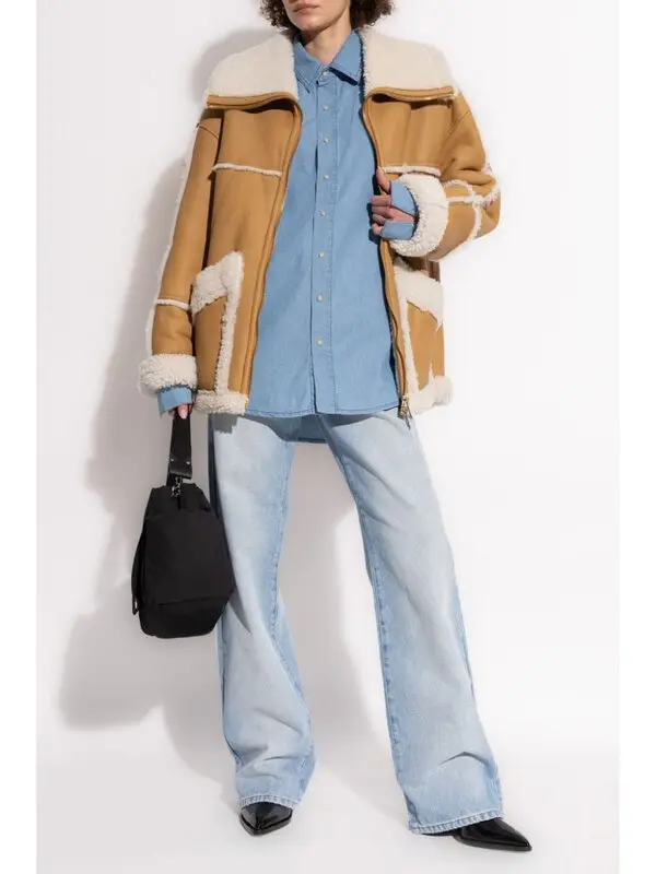 HALFBOY Faux Shearling-trim Coat
