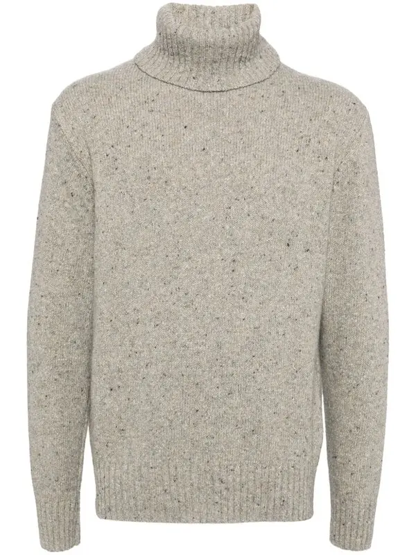 Universal Works Roll Neck Tweed Jumper - Grey