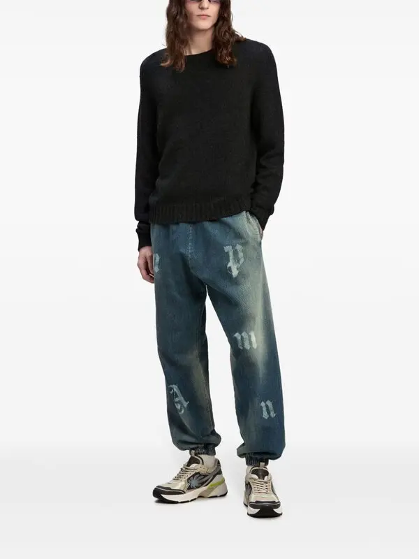 Palm Angels Curved-logo Wool Sweater - Grey