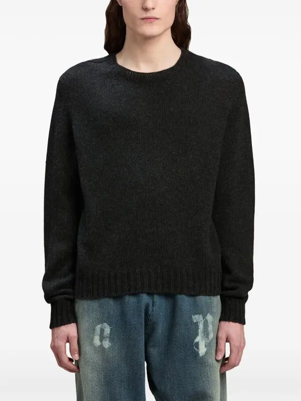 Palm Angels Curved-logo Wool Sweater - Grey