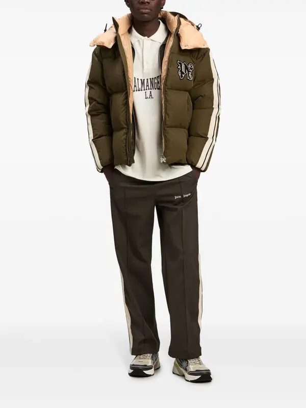 Palm Angels Monogram Down Hooded Jacket - Green