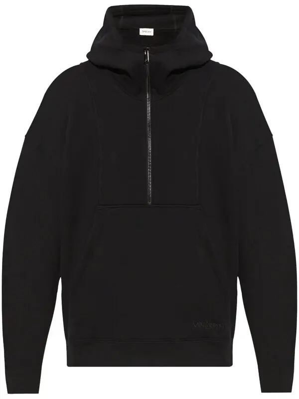 Saint Laurent Half-zip Hoodie With Embroidered Logo