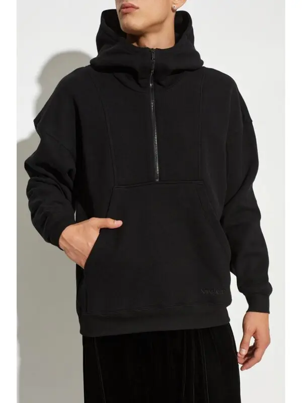 Saint Laurent Half-zip Hoodie With Embroidered Logo