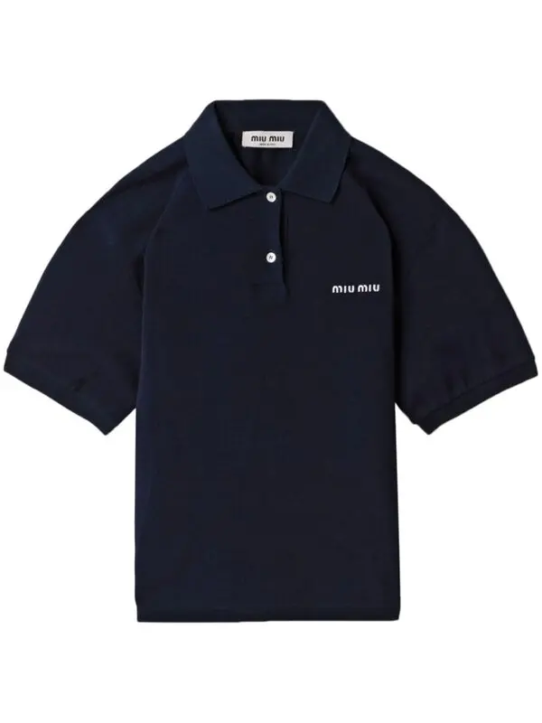 Miu Miu Cotton Piqué Polo Shirt - Blue