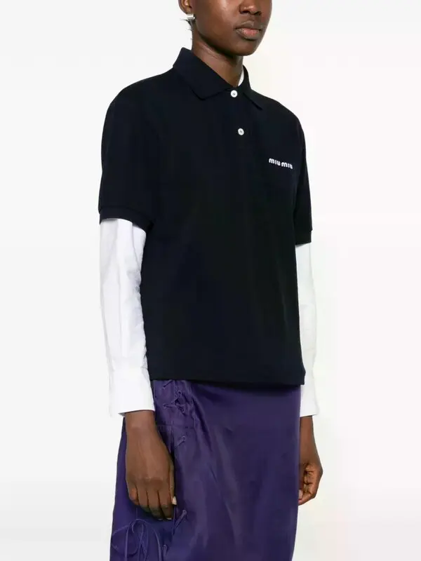 Miu Miu Cotton Piqué Polo Shirt - Blue