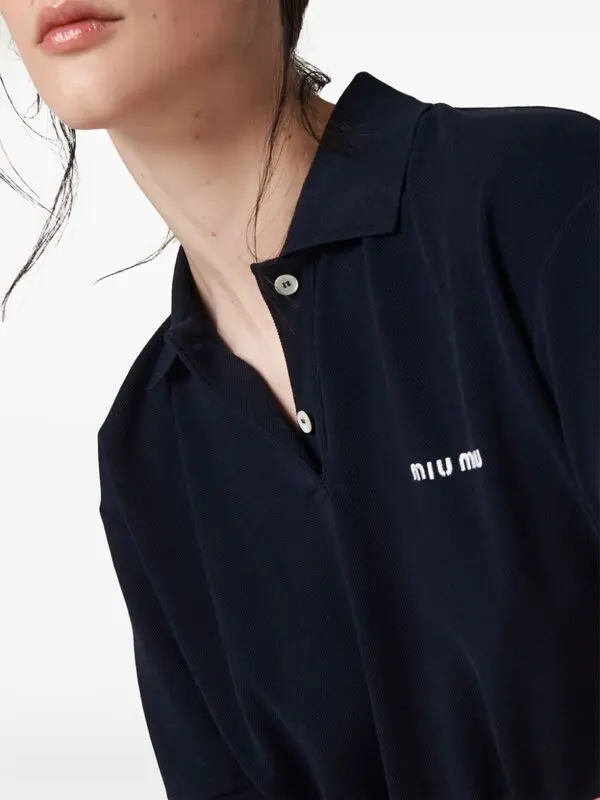 Miu Miu Cotton Piqué Polo Shirt - Blue