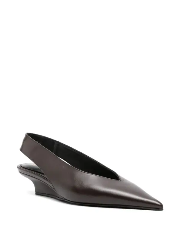TOTEME 40mm The Wedge-heel Slingback Pumps - Brown