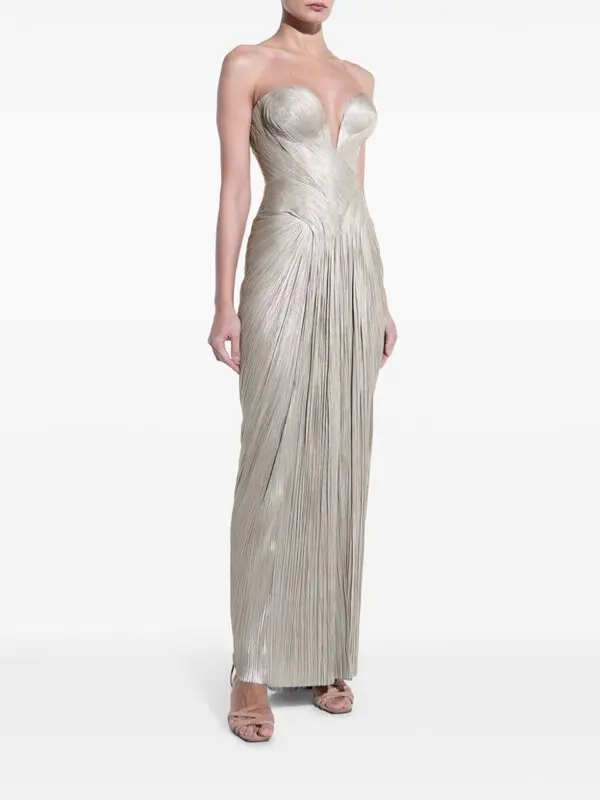 MARIA LUCIA HOHAN Bustier Front-slit Gown