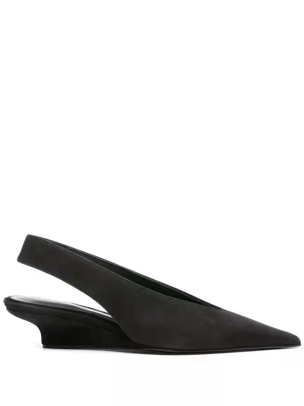 TOTEME Wedge-heel Suede Slingbacks - Black