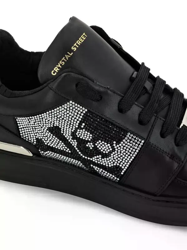 Philipp Plein Crystal Lo-top Leather Sneakers