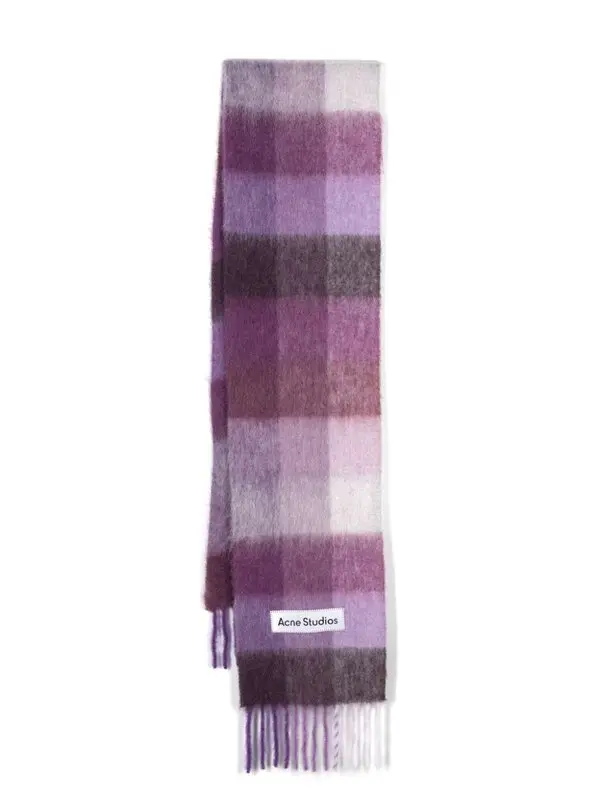 Acne Studios Logo-patch Checked Scarf - Purple