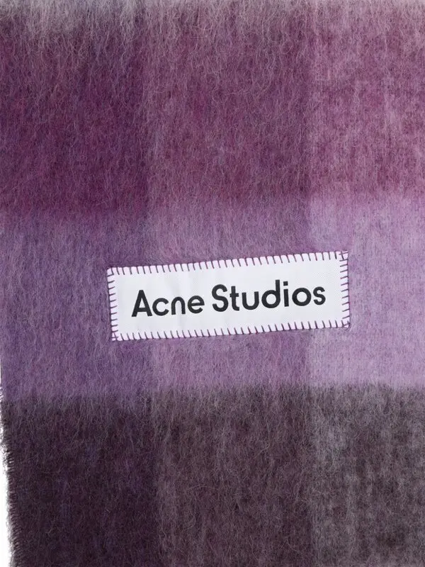 Acne Studios Logo-patch Checked Scarf - Purple