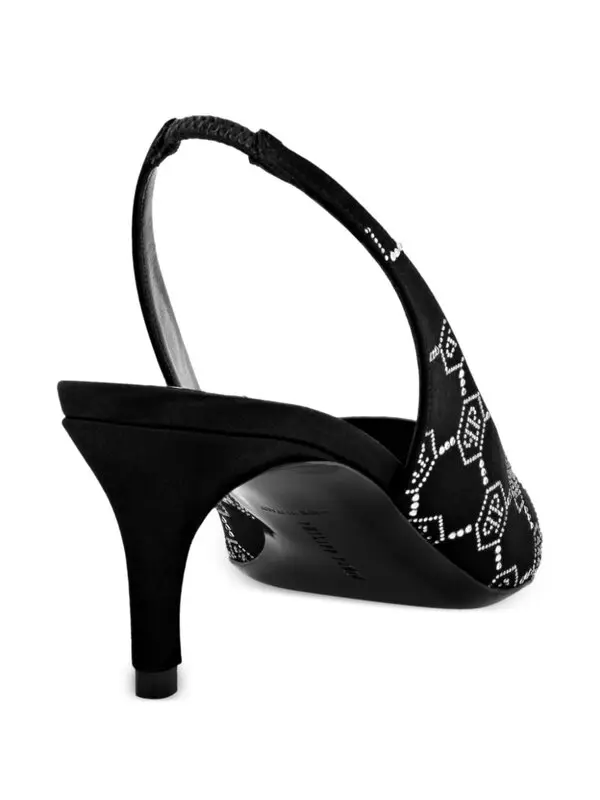 Philipp Plein 50mm Monogram-pattern Slingback Pumps