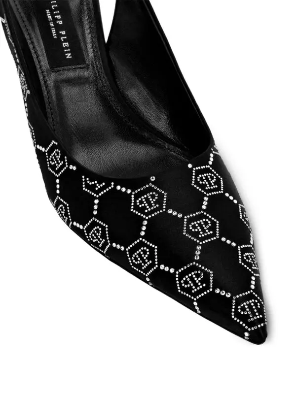 Philipp Plein 50mm Monogram-pattern Slingback Pumps