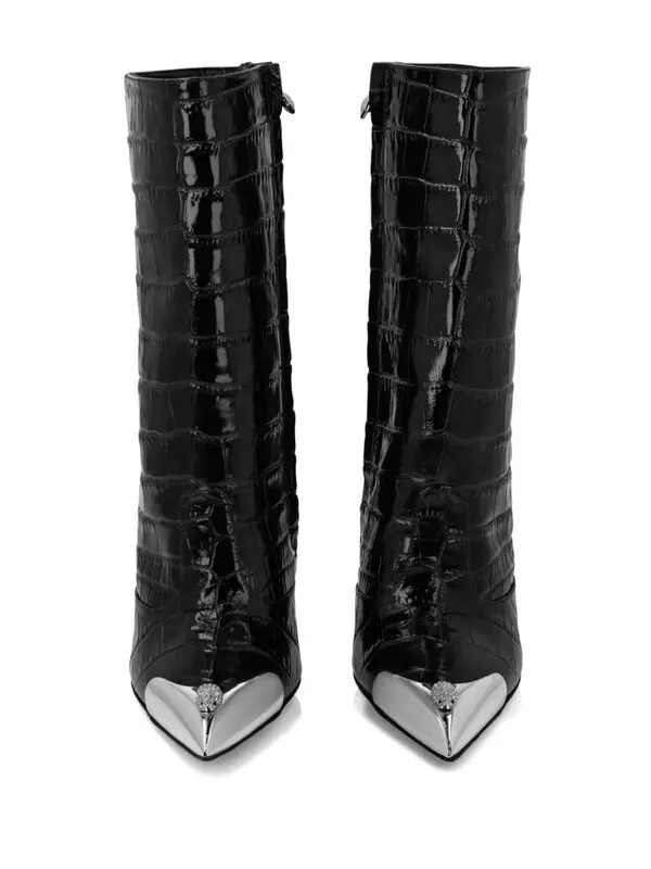 Philipp Plein 120mm Skull-appliqué Croco Boots
