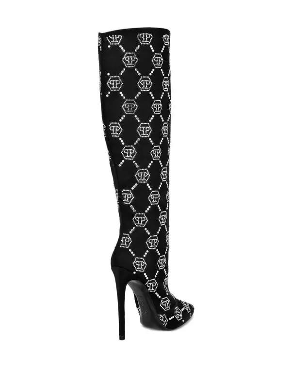 Philipp Plein 120mm Monogram Satin Boots