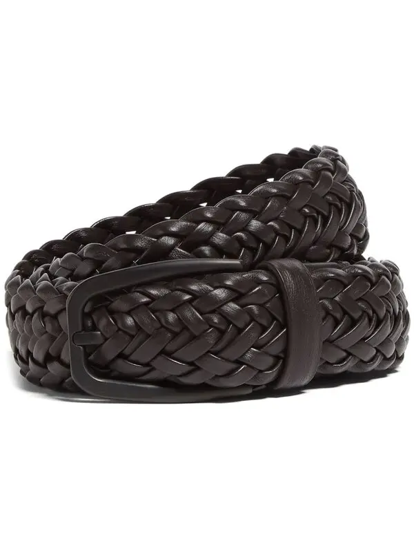 Zegna Braided Leather Belt - Brown