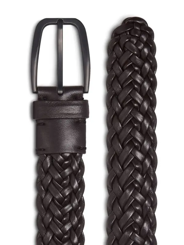 Zegna Braided Leather Belt - Brown