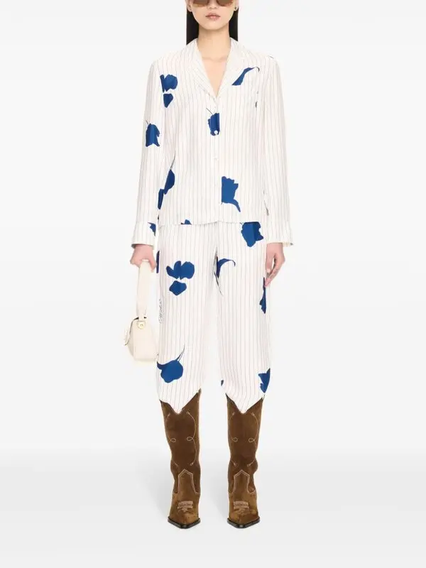 Off-White Striped Poplin Pajama Shirt - White