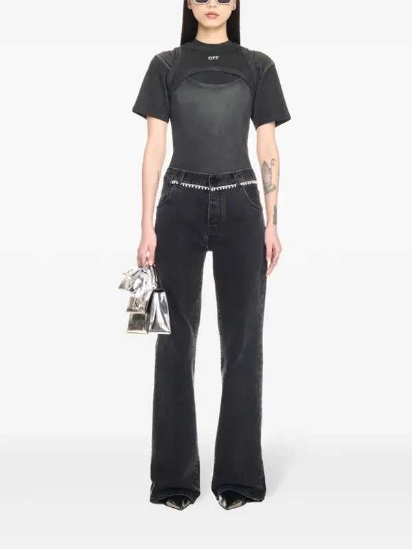 Off-White Belted Wide Leg Jeans