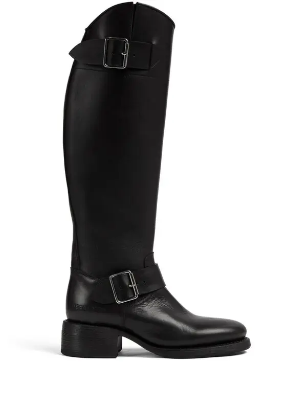 Dsquared2 Logo-debossed Leather Knee High Boots