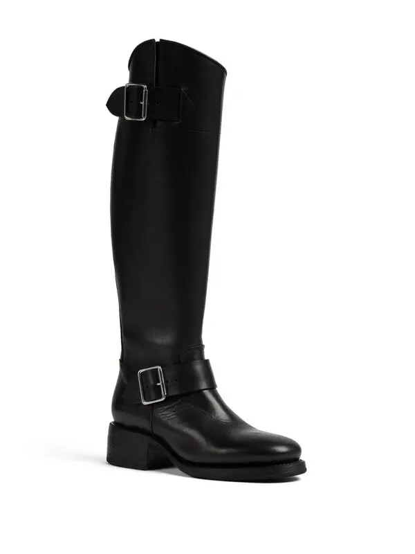 Dsquared2 Logo-debossed Leather Knee High Boots