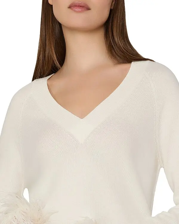 MILLY V-neck Wool-cashmere Blend Sweater - Ecru