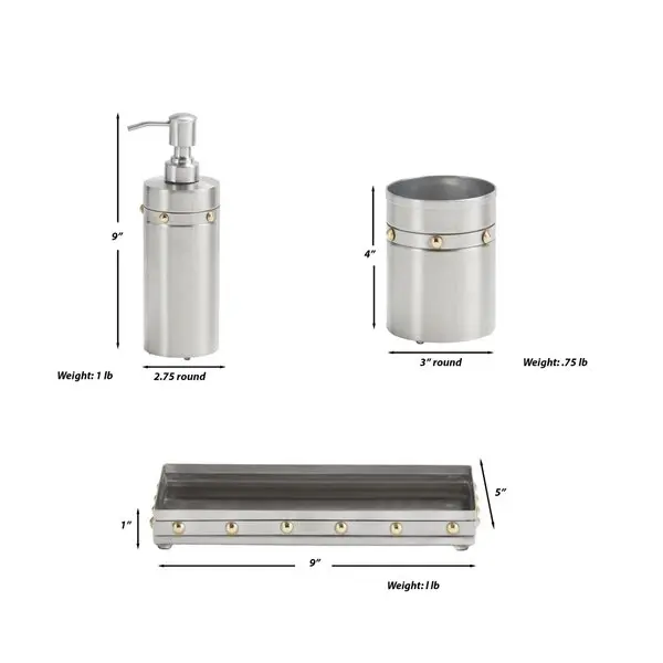 ROSELLI Rivets 3 Piece Bath Accessory Set