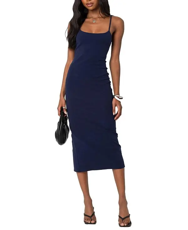 EDIKTED Air Back Slitted Midi Dress