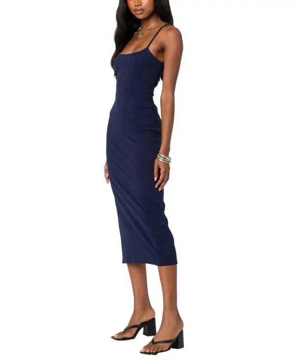 EDIKTED Air Back Slitted Midi Dress
