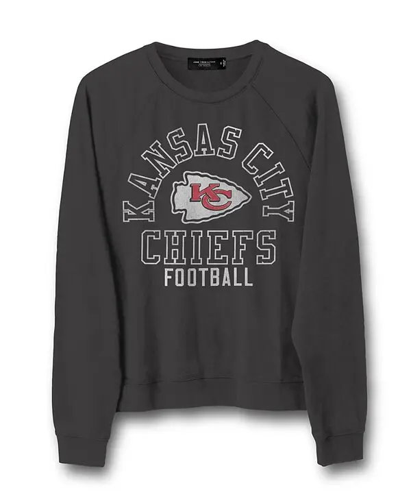 Junk Food Clothing Nfl Flocked Raglan Crew Fleece Sweatshirt - Kansas City Chiefs