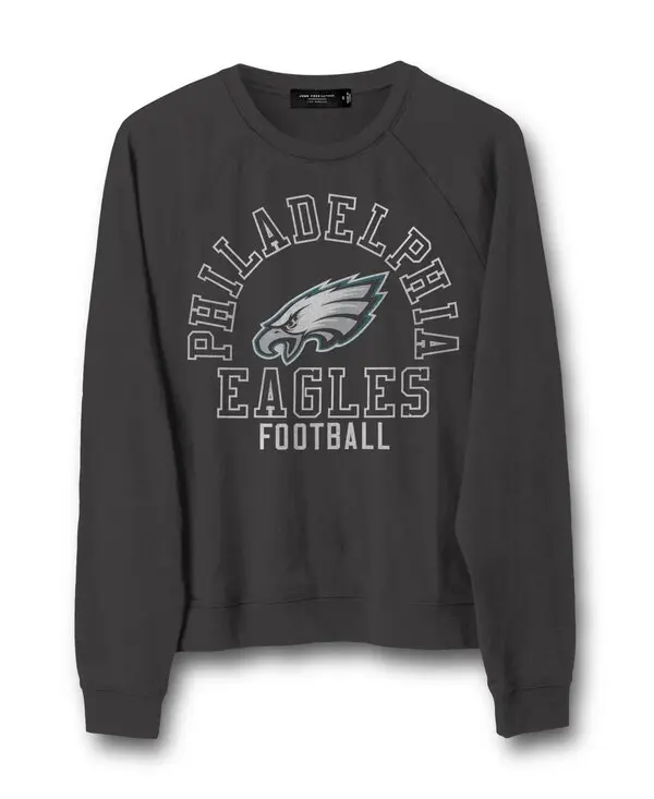 Junk Food Clothing Nfl Flocked Raglan Crew Fleece - Philadelphia Eagles