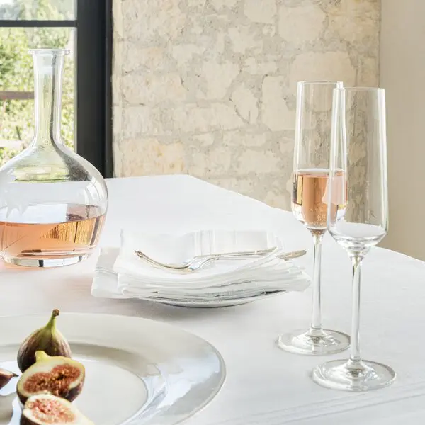 PRATESI Tre Righe Table Runner, 15 X 90 - White/white